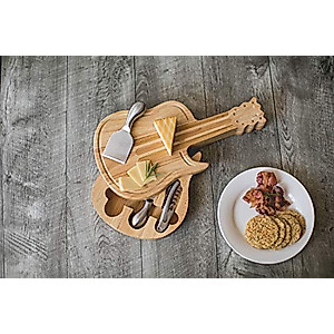 TOSCANA - a Picnic Time brand Guitar Cheese Board & Knife Set, Novelty Charcuterie Board Set with Cheese Knifes, Cheese Boards Charcuterie Boards, Serving Platter, (Bamboo)