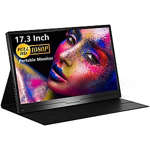 cocopar Portable Monitor - Upgraded 17.3 Inch 1080P FHD IPS HDR Type C FreeSync Gaming Monitor with Type-C HDMI Mini DP Speakers for Xbox PS5 Laptop PC Phone Mac Surface, with Smart Case VESA Mount