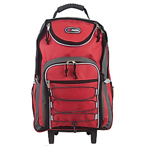 New York XPress Double Handle Rolling Backpack with Mesh/Multi-Pockets (Red)