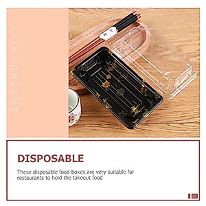 BESTonZON Meal Prep Containers Reusable Disposable Food Containers Sushi Packing Box with Lid Bakery Boxes Swiss Roll Container Roll Cake Box Portable Fruit Salad Boxes 50pcs Meal Prep Container