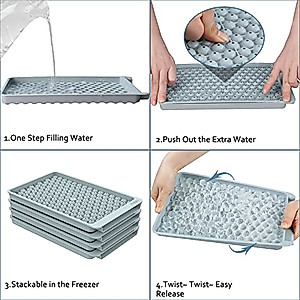 ITWIST Mini Ice Cube Trays, 159x4 PCS Crushed Ice Tray Small Ice Cube Trays, Tiny Ice Cube Tray Easy Release for Chilling Drinks Coffee Juice(4Pack Blue Ice trays & Ice Bin & Ice Scoop)