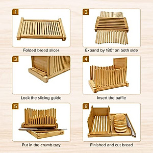 Flurff Bread Knife 14.5 inch & Bread Slicer for Homemade Bread, Bread Slicing Guide, Compact Bread Cutting Guide with Crumb Tray