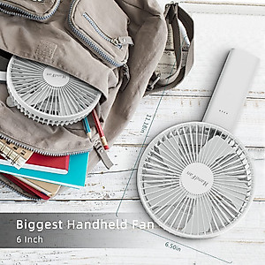 HandFan 6 Inch Handheld Fan 4000mAh Battery Operated Fan 6 Settings Personal Desktop Fan with 5-34H Working Time Removable Base Strong Airflow