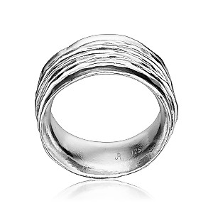 925 Sterling Silver Rotating Spinner Ring Wrapped With 5 Hammerd Spinner Rings, Stylish, Hypoallergenic, Nickel and Lead-free, Artisan Handcrafted Designer Collection, Made in Israel