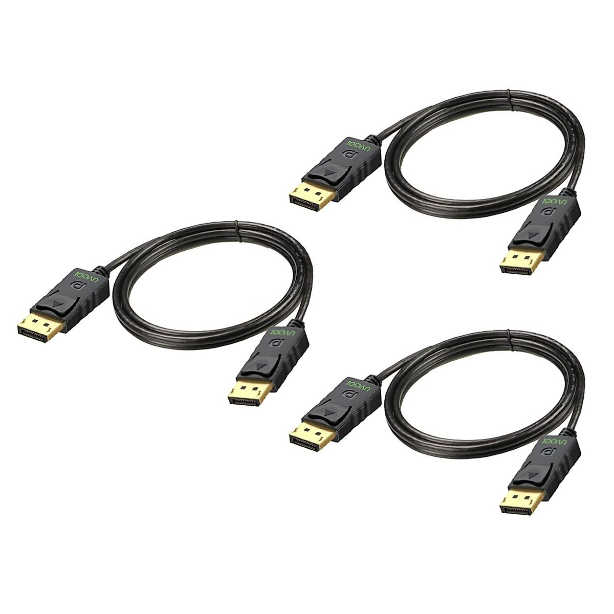 UVOOI DisplayPort to DisplayPort Cable 3-Pack, 6 Feet, 4K Display Port DP to DP Cord 6FT [4K@60Hz, 2K@165Hz, 2K@144Hz] Compatible with All Display Port Devices