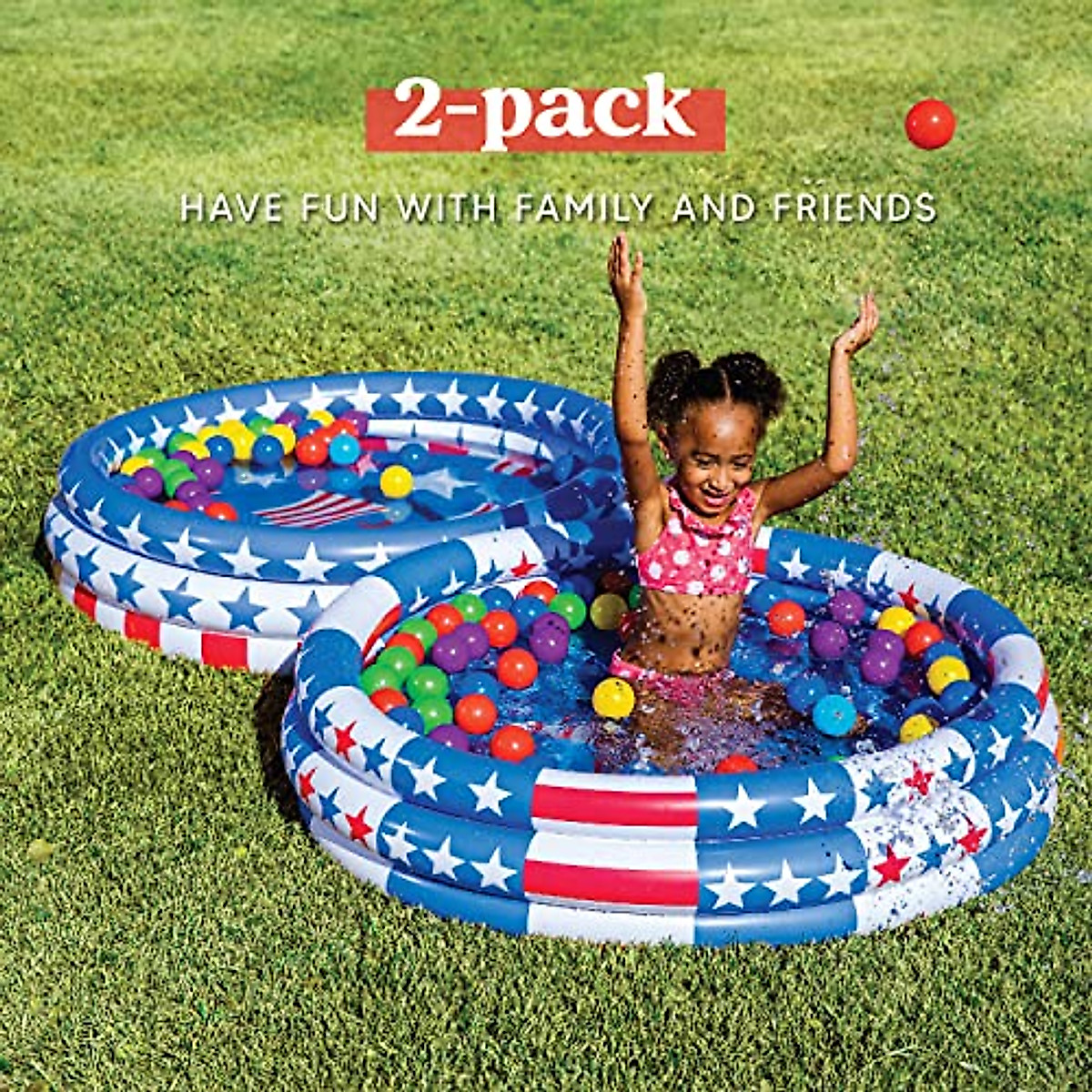 2 Pack 45" X 10" Inflatable Kiddie Pool, Star American Flag Swimming Pool for Kids Toddler Seasonal Merriment, Indoor&Outdoor Water Pool Baby Pool Pit Baby Swimming Pool