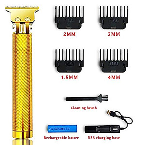 Mens Clipper Cordless Hair Clippers, Razor Electric Professional Beard Trimmer Grooming Shaving Machine Self Hair Cutting Haircut Trimmers Cutter，Golden
