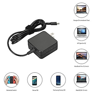 45W USB-C AC Charger for Dell XPS 12 XPS 13 9360 9370 9333 9380 14 7437 Latitude 7275 7370 5175 5285 5290-2in1 7390-2in1 Series Laptop 332-1827 LA45NM150 Portable Power Supply