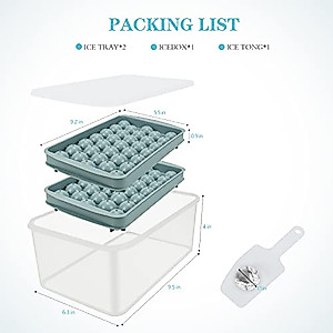 Voraiya®Ice Cube Trays, Round Ice Cube Tray with Lid & Bin, Ice Ball Maker Mold for Freezer, Mini Circle Ice Cube Tray, 66PCSx1.1in Ice Sphere Mold for Cocktail,Whiskey,Coffee,2 Trays