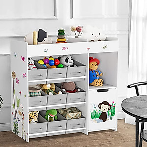 TTVIEW Toy Storage Organizer for Kids, Toy Shelf with 9 Storage Bins for Playroom, Children’s Room, Living Room 35.5 x11.8 x 31.5 in