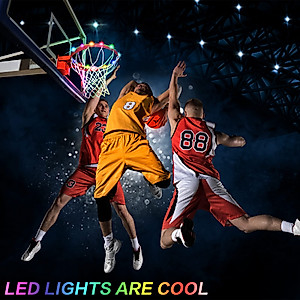 2 Pcs Light Basketball Glow in the Dark Basketball LED Basketball Hoop Lights Remote Control Basketball Rim Lights Waterproof Rim Lights 17 Colors 7 Lighting Modes for Boys Gift Age 12(Number 6)