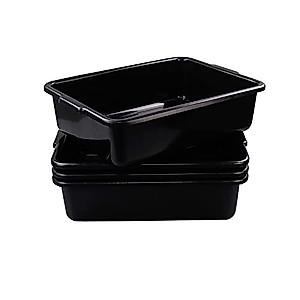Buyitt 4-Pack 24 L Commercial Bus Box, Plastic Utility Bus Tubs, Black