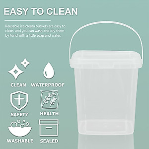 Freezer Storage Containers with Lids and Handle, 300ml Clear Plastic Storage Bucket Containers, Clear Storage Case Ice Cream Bucket Meal Prep Containers for DIY Art Craft, Pigment, Small Tools,50 Pack
