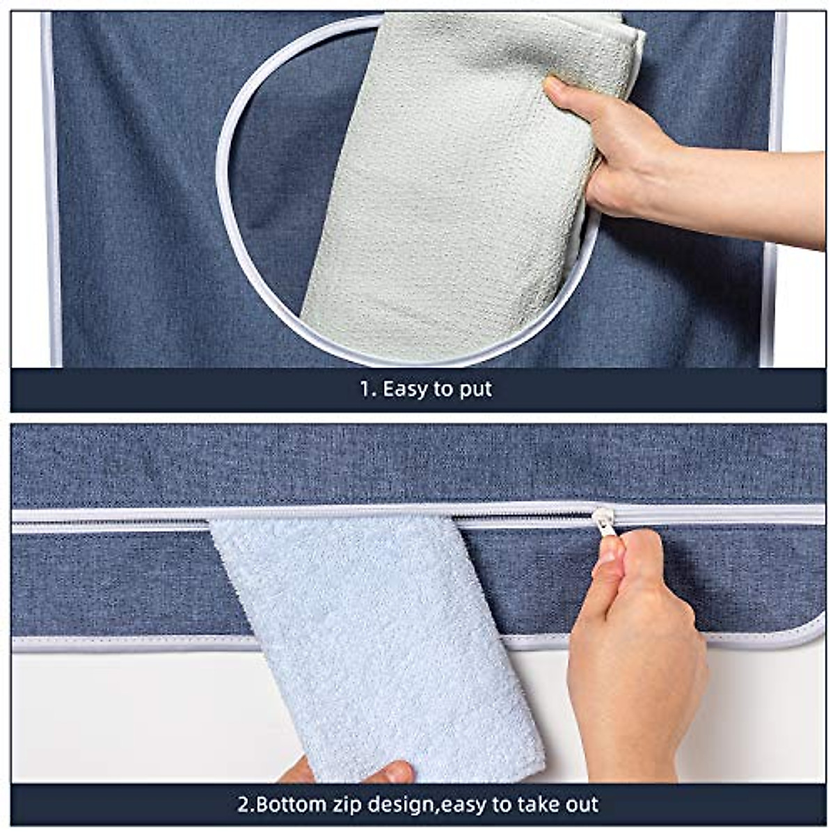 SAVERHO Large Hanging Laundry Hamper Bag, Waterproof Door Laundry Hamper for Dirty Clothes Larg Size 35X22inch Hanging Laundry Bag(Blue-2Pack)