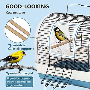BestPet Bird Carrier Travel Cage with Perch Lightweight Bird Travel Bag Outdoor Gear Portable Transparent Parrot Carring Case Small Pet Travel Cage for Birds Cocktails Parakeets Conures,Light Blue
