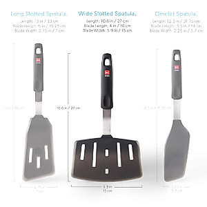 DI ORO Designer Series Wide Slotted Turner Spatula - Features 600F Heat-Resistant No-Melt Rubber Spatula Handle and Blade - Silicone Kitchen Spatula for Cooking or Baking - Dishwasher Safe