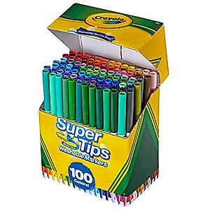 Crayola Super Tips Marker Set (100 Count), Washable Markers, Kids Gifts for Girls & Boys