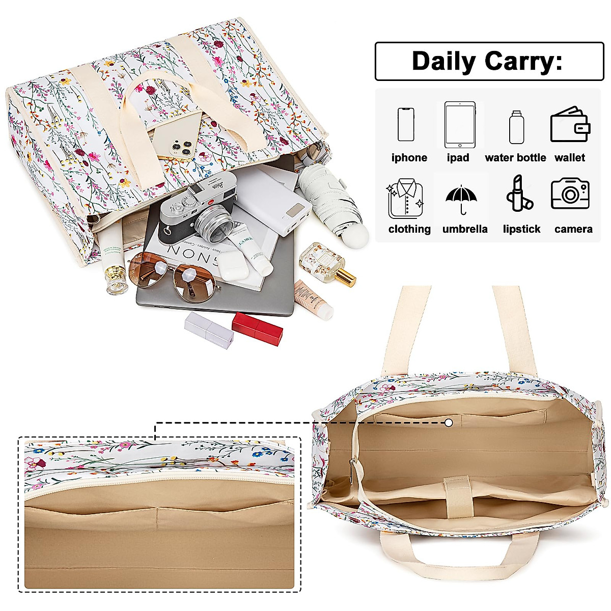 LOIDOU 3Pcs Laptop Tote Bag for Women 15.6 inch Work Tote Bag Computer Bag Large Capacity Teacher Handbag Shoulder Bag