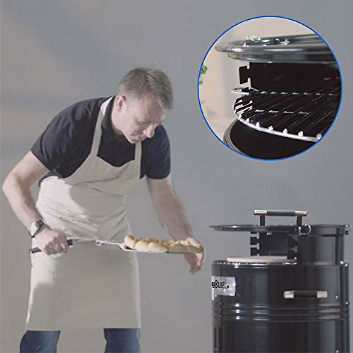 Big Bad Barrel Pit Drum Smoker Charcoal Barbeque Grill - 5 in 1 - Smoker, Grill, Pizza Oven, Table and Fire Pit