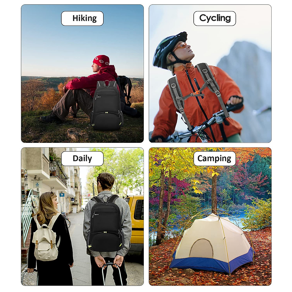 MRPLUM 30L Rucksack Foldable Ultralight Packable Backpack, Unisex Durable Handy Daypack for Travel & Outdoor Sports Durable & Waterproof (Black)