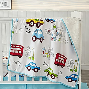 Brandream Boys Fire Truck Pillow & Cars Baby Crib Bedding Set