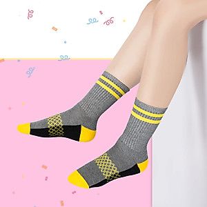 Comfoex Girls Crew Socks Athletic Half Cushioned Long Socks Cotton Calf Socks For Kids 6 Pairs