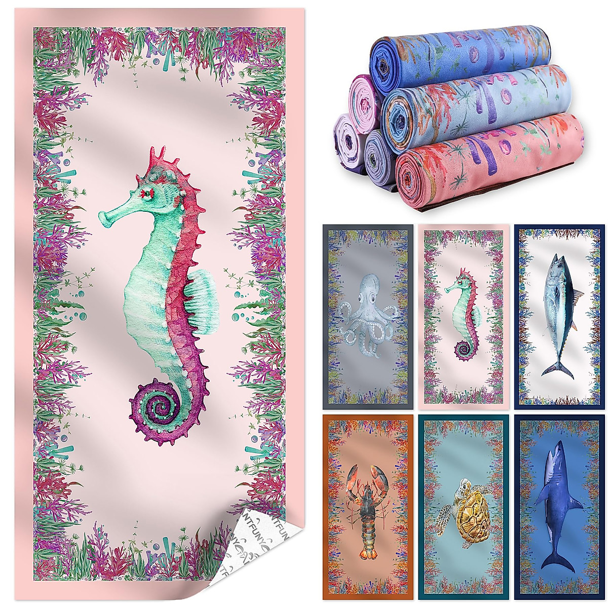 Microfiber Beach Towel Swim Pool Towel Quick Dry Compact Sand Free Toallas de Playa Pink Cute Women Birthday Gift Mom Wife Sister Her Boss Friend Appreciation Thank You Retirement Honeymoon Trip