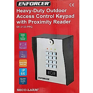 Seco-Larm SK-3133-PPQ Heavy-Duty Outdoor Access Control Keypad with Proximity Reader, Heavy-Duty Stainless-Steel Faceplate with a Coated Steel Backing, 12~24 VAC/VDC Operation, IP66 Weatherproof