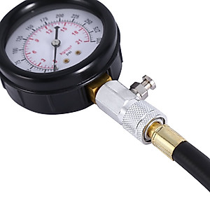 Professional Petrol Gas Engine Compression Tester, Test Gauge Kit Car Motorcycle Garage Tools with Case