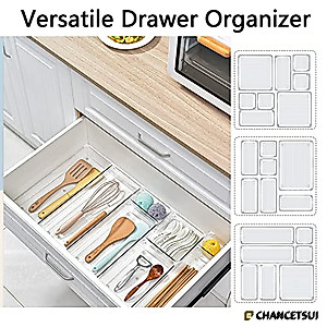 10 Pcs Clear Plastic Drawer Organizers Trays with Non-Slip Silicone Pads, Desk Versatile Kitchen Drawer Organizer Bins Tray for Makeup Bedroom Office, Bathroom Countertop Organizer for Cosmetics