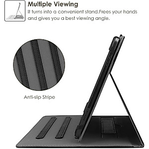 HGWALP Universal 9",9.7",10.1",10.2",10.5",10.9",11" Tablet Case,Multi-Viewing Angels Stand Folio Case Cover with Handstrap for for iPad, Samsung,Other 9-11 inch Tablet,Black