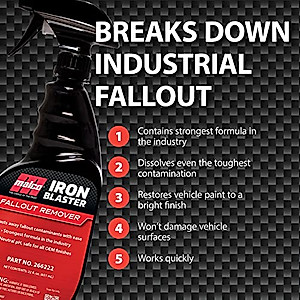 Malco Iron Blaster Fallout Remover - Dissolves Contaminants from Vehicles Such as Rail Dust, Industrial Fallout and Iron Deposits/Restores Paint to a Bright Finish / 22 Oz. (266222)