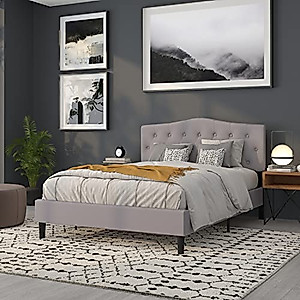 Flash Furniture Cambridge Tufted Upholstered Queen Size Headboard in Light Gray Fabric