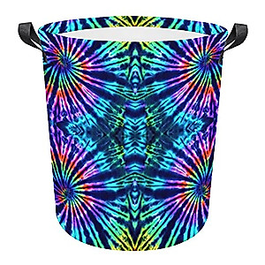 Tie Dye Perfection Oxford Cloth Laundry Basket with Handles Storage Basket for Toy Organizer Kids Room Nursery Hamper Bathroom