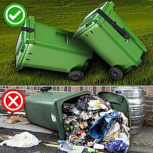 YEESOOM Trash Can Locks for Animals: 2 Pack Adjustable Garbage Can Locks for Animals, Security Straps Trash Can Lid Lock to Keep Squirrels, Raccoons, Critters Out of The Trash