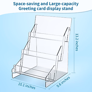 DLUGOPIS 3 Tier Acrylic Greeting Card Display Stand Greeting Card Organizer Display Stand Postcard Display Rack Card Display Shelf Retail Display Stand for Vendors Counter Greeting Card
