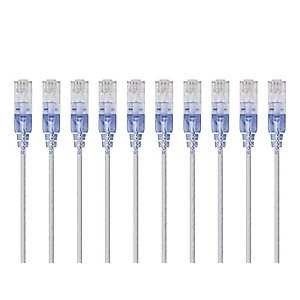 Monoprice Cat6A Ethernet Patch Cable - 7 Feet - Blue | Network Internet Cord - RJ45, 550Mhz, UTP, Pure Bare Copper Wire, 10G, 30AWG, 10-Pack - SlimRun Series