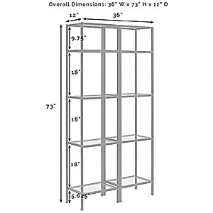 Crosley Furniture Aimee Narrow Etagere Set, Gold and Glass