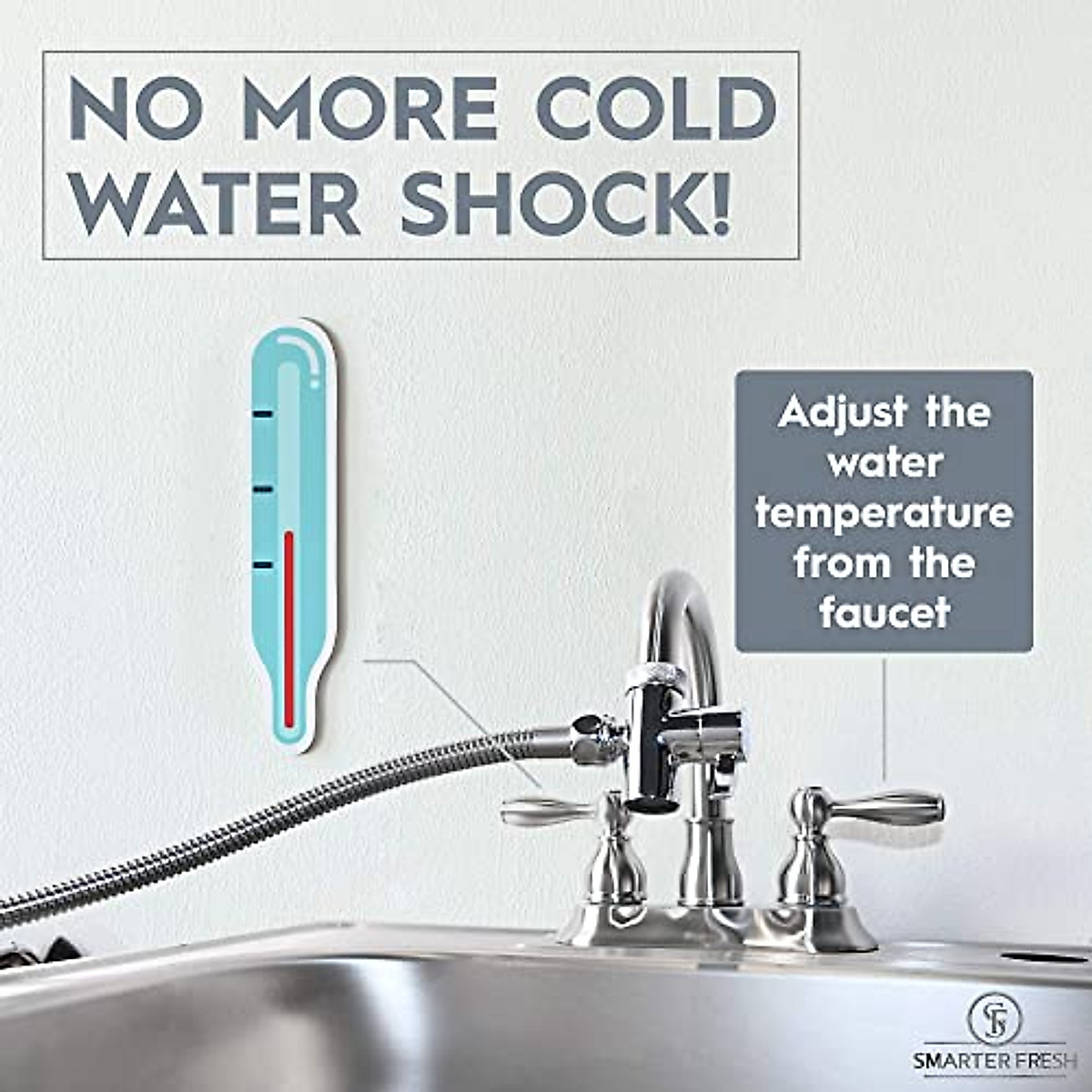 SmarterFresh Faucet Bidet Sprayer for Toilet - Warm Water Handheld Sprayer with Sink Hose Attachment for Bathroom… (Stainless Steel)