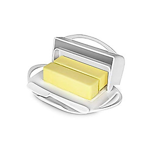 Butterie Flip-Top Butter Dish with Matching Spreader (White)