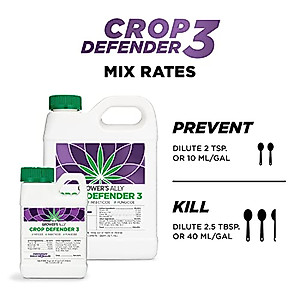 Grower's Ally Crop Defender 3 | Natural, Safe & Organic Insecticide & Fungicide Control for Plants - Powdery Mildew, Spider Mites & Russet Mite Killer – 24 oz Ready-to-Use, OMRI Listed