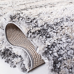 SAFAVIEH Fontana Shag Collection Area Rug - 10' x 14', Grey & Ivory, Modern Design, Non-Shedding & Easy Care, 2-inch Thick Ideal for High Traffic Areas in Living Room, Bedroom (FNT856G)