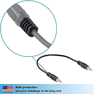 valonic Short Audio Cable - 0.6ft - 3,5mm - AUX Cord for car, TV or Phone - Male to Male - Black