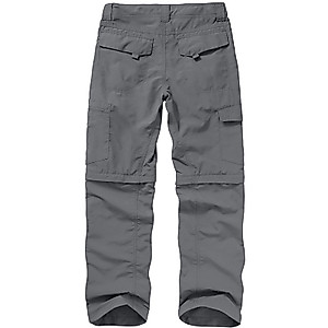 Mens Hiking Pants Convertible boy Scout Quick Dry Lightweight Zip Off Outdoor Fishing Travel Safari Pants,6226,Grey,36