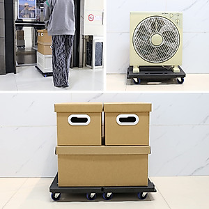 Uholan Flatbed Dolly Can Connected Two Pcs One Set Household Portable Mobile Dolly Infinite Rotary Flat Handtruck Mobile Furniture Load 220lb Black ，Blue Wheel (Blue wheel)