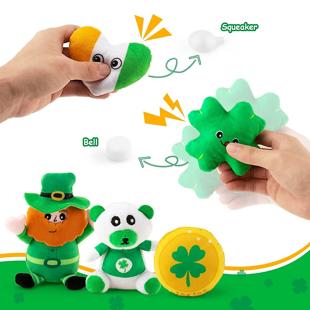 teytoy Baby St.Patrick's Day Toy 6PSC, Baby Plush Toys for Toddlers Pot Stuffed Leprechaun Toy, Ireland Shamrock, Shamrock Teddy Bear, Coin, Irish Baby Gift for Toddler Infant Newborn Party Decor