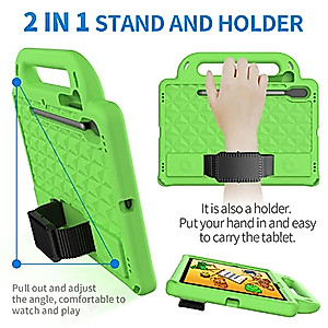 Shockproof Case for 11-inch Samsung Galaxy Tab S9/S8/S7, Galaxy Tab S9 FE 2023 Case, Techcircle EVA Foam Handle Stand Protective Case with Shoulder Strap & Elastic Hand Strap Rugged Kids Cover, Rose
