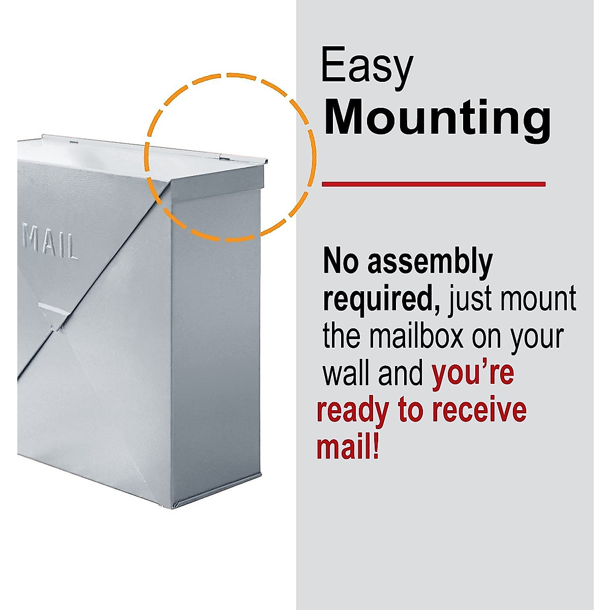 NACH Mailboxes for Outside Wall Mount, 10 x 10 x 4 inch Silver Mail Boxes for House Outside, Waterproof Mailboxes for Outside - Chicago Style Mail Box