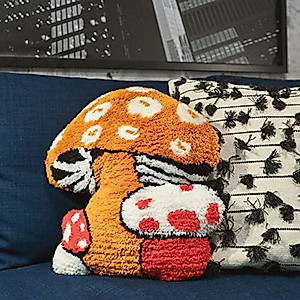 Lunar Sol Mushroom Pillow Boho Throw Pillow - Cute Stuff Soft Plushie Squishy Stuffed Pillows Aesthetic Indie Hippie Decor & Accessories for Bed, Car, Home - Fun Mushroom Decorations, 15" x 17"