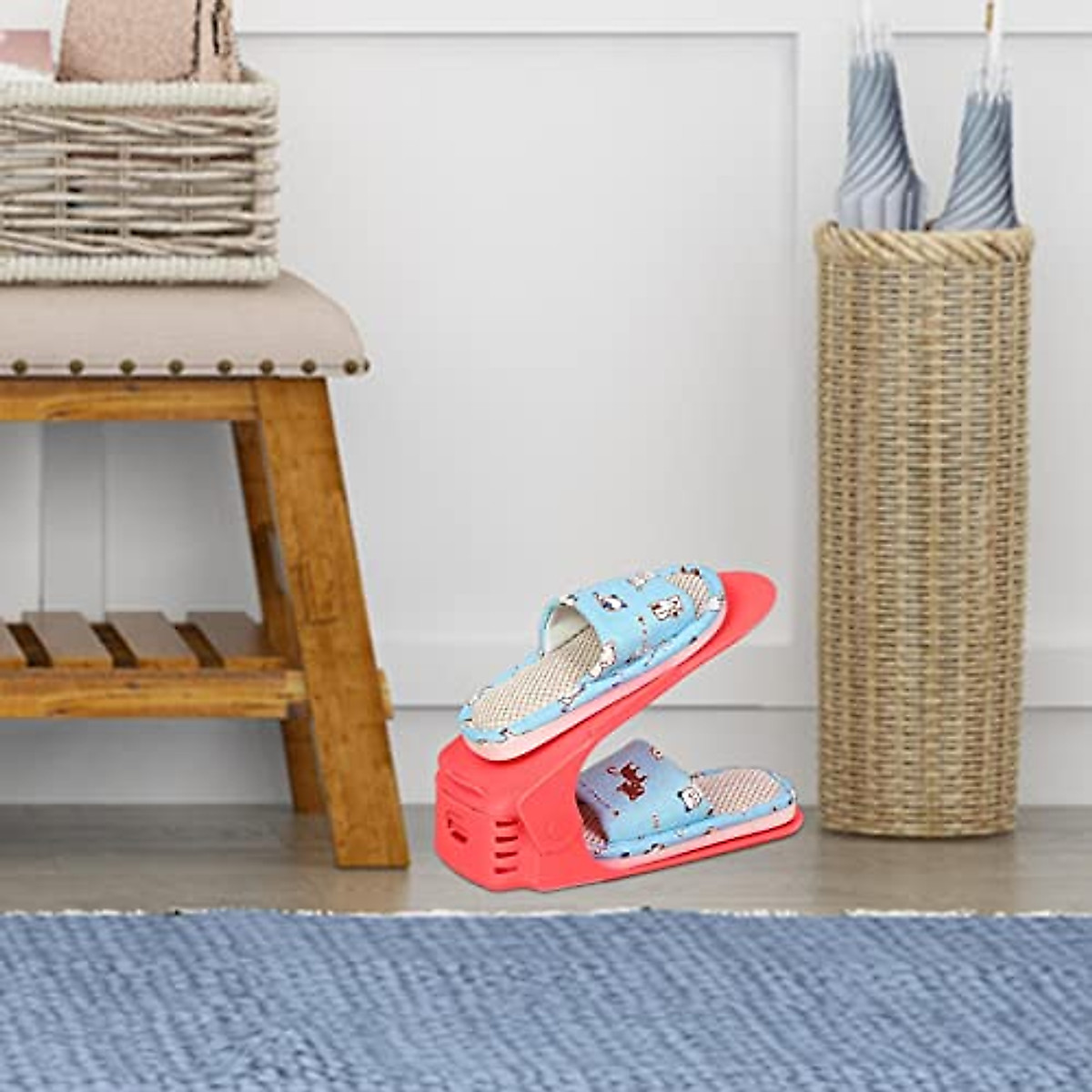 Shoe Slots Organizer | Adjustable Double Layer Storage Shoe Organizer Holder,Shoe Rack Holder 3-Level for Closet Organization Moluo